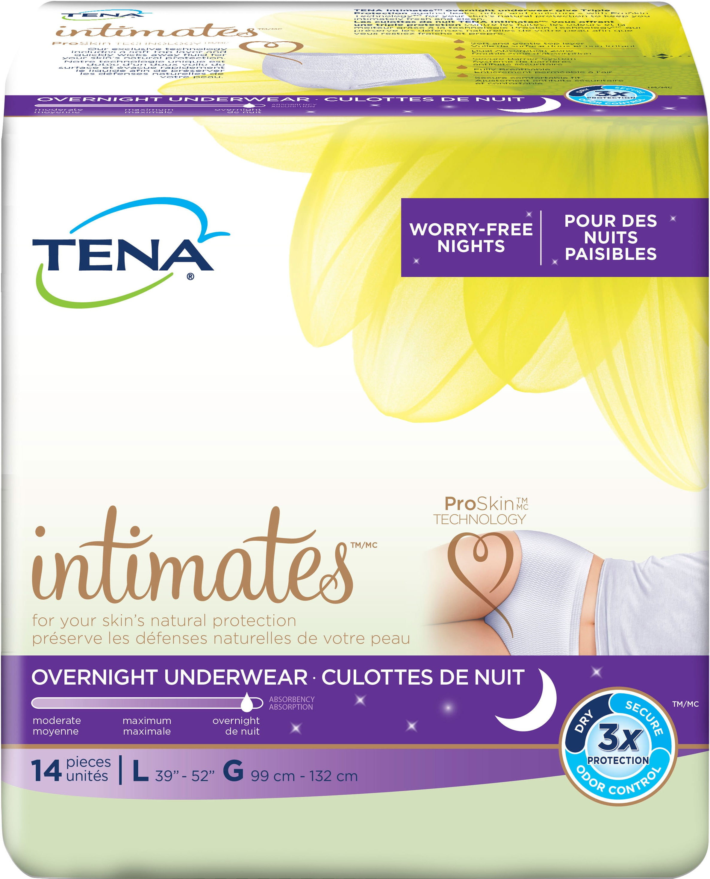 TENA Women's Overnight Incontinence Underwear, Large, 42 Count (Pack of ...