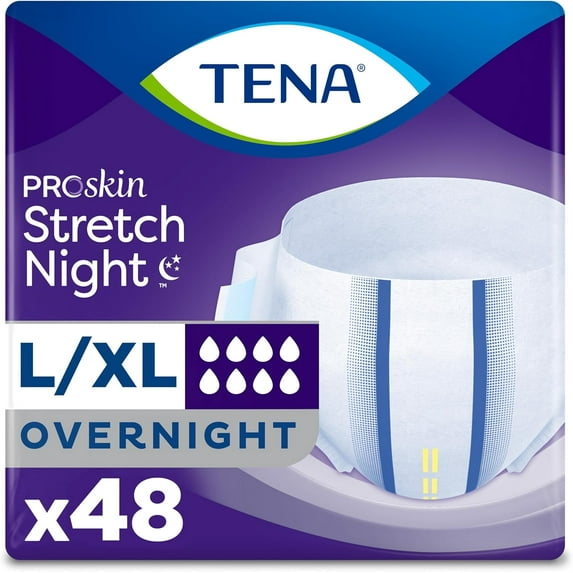 TENA ProSkin Overnight Protection Incontinence Briefs, Large / Extra ...
