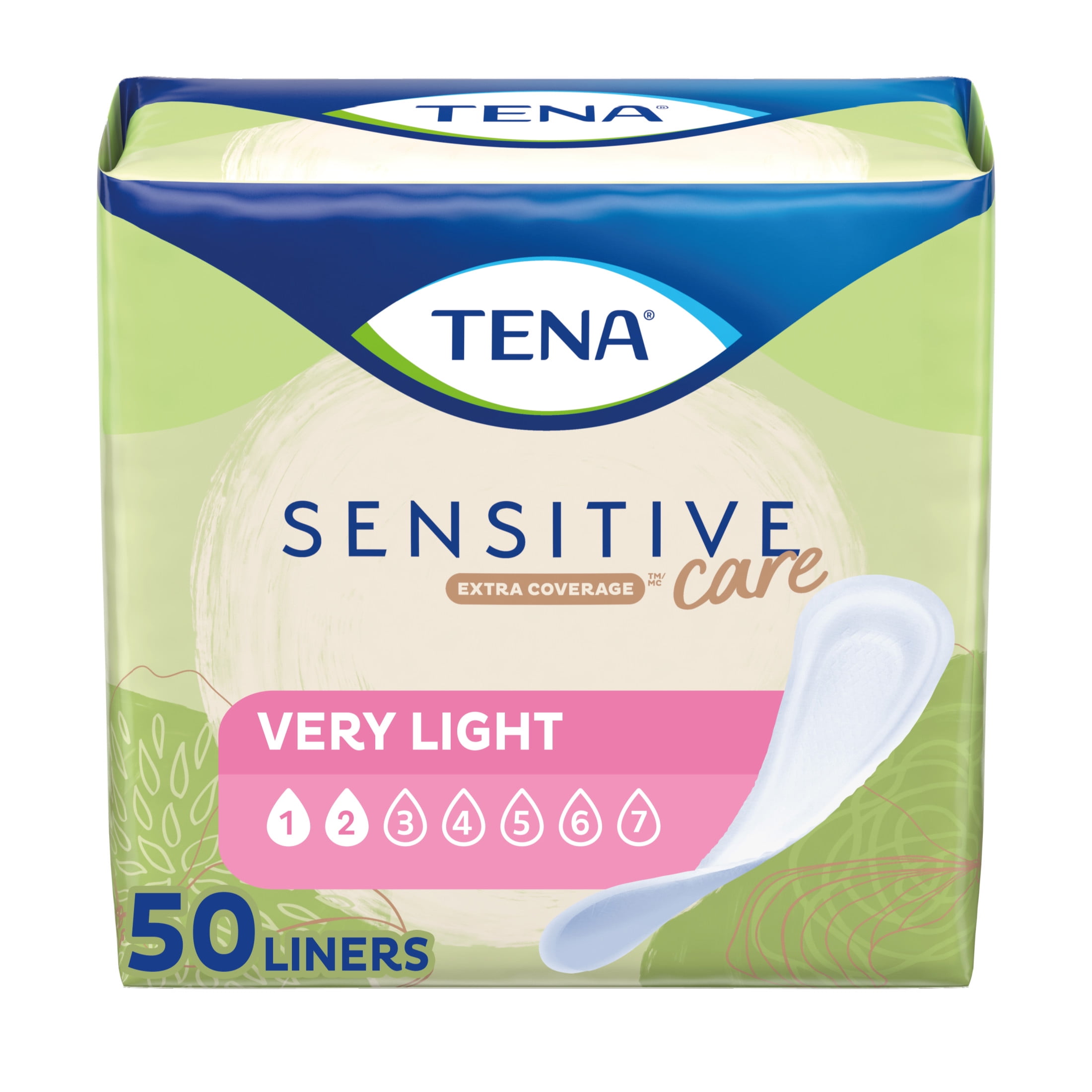 TENA Sensitive Care Extra Coverage Very Light Bladder Leakage Liner, 50 ...