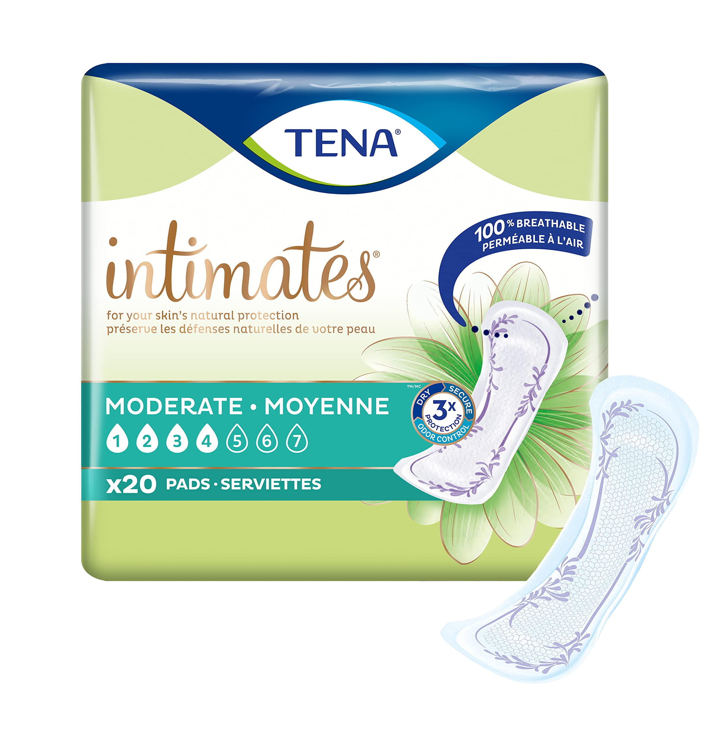 TENA Intimates Moderate Incontinence Pads for Women, Regular Length, 80 ...