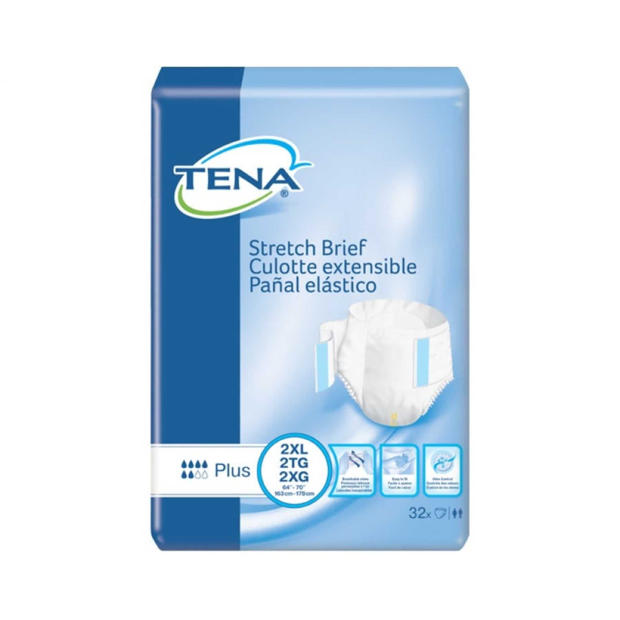 "TENA 2XL Stretch Plus Briefs, Adult Diaper with Tabs, Disposable, 64 ...