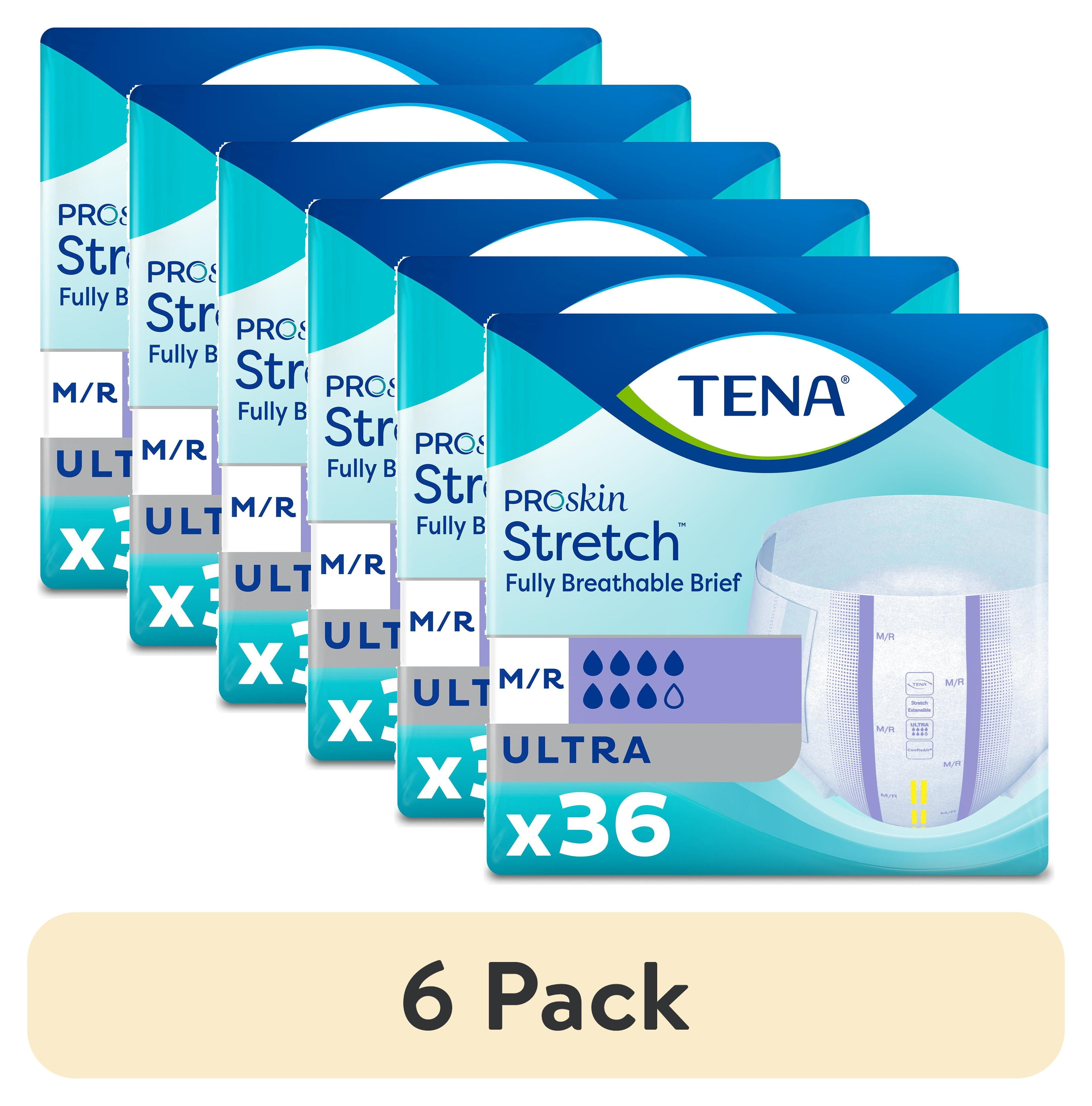 (6 pack) TENA Stretch Ultra Disposable Unisex Adult Incontinence Briefs ...