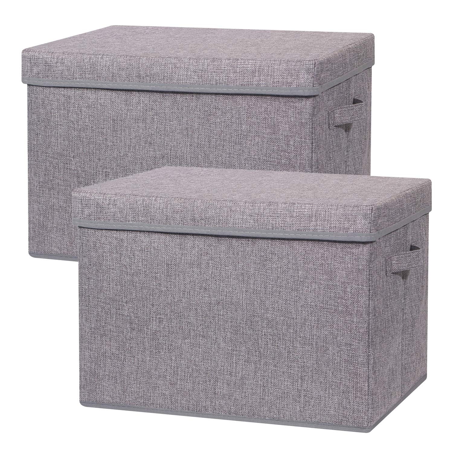 TENABORT 2 Pack Large Foldable Storage Box with Lids Fabric Storage ...
