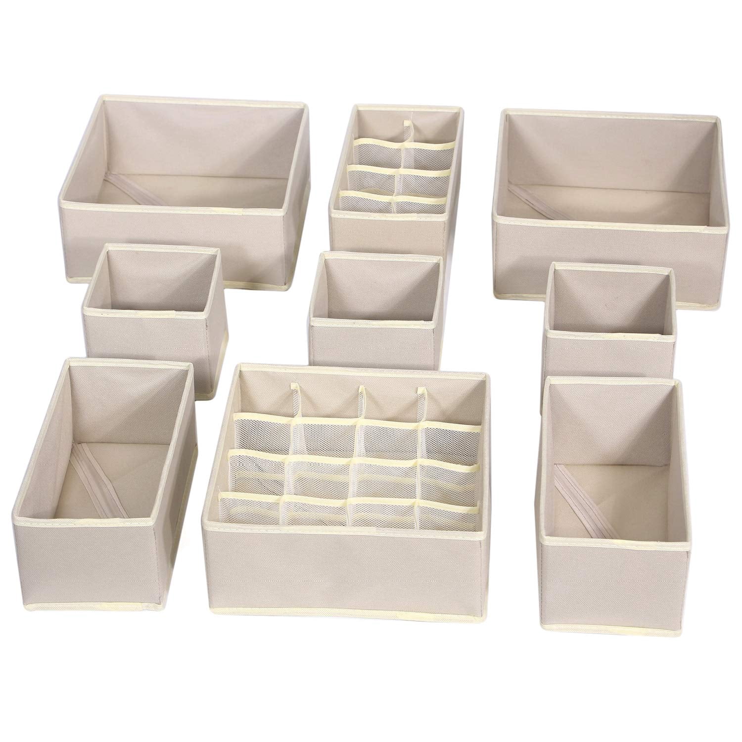 TENABORT 9 Pack Foldable Drawer Organizer Dividers Cloth Box Closet ...