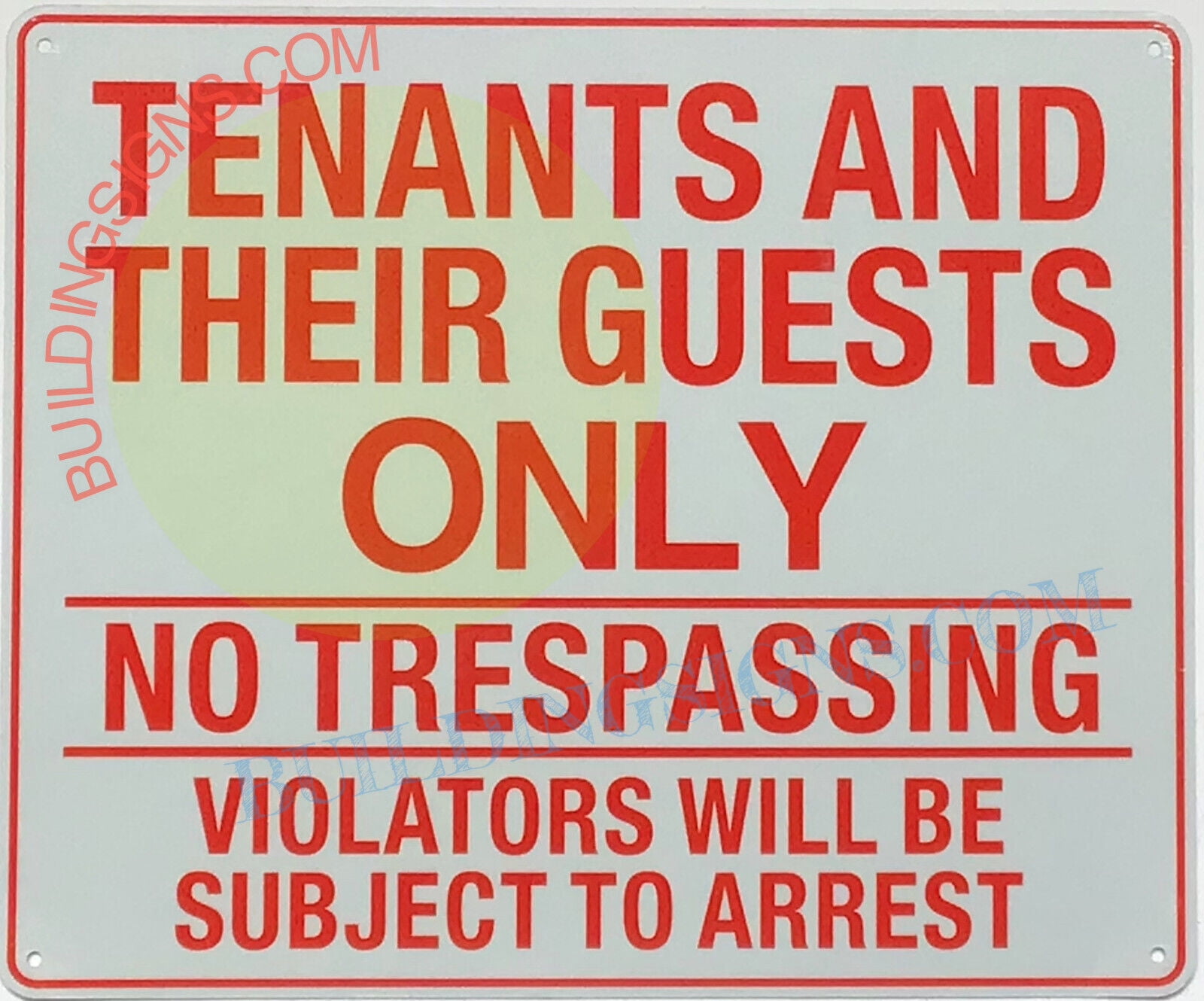 TENANTS AND GUEST ONLY SIGN (10x12,White,Aluminum) -ref21022 - Walmart.com