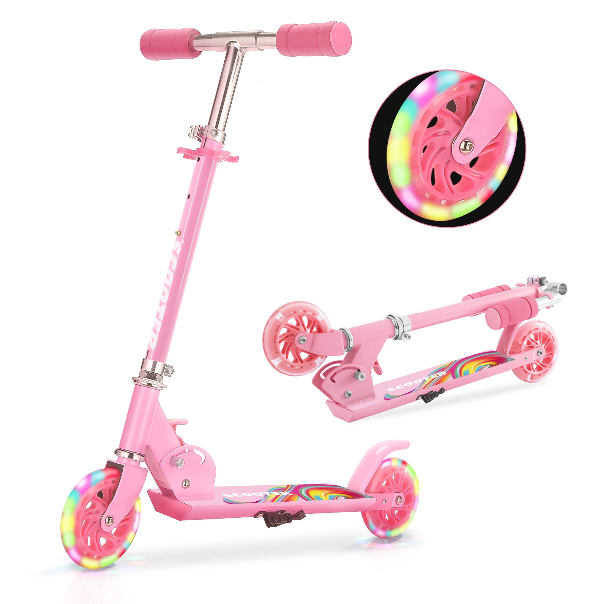 TENBOOM Kids Scooter for Ages 3-12, Adjustable Handlebar, LED Lights ...