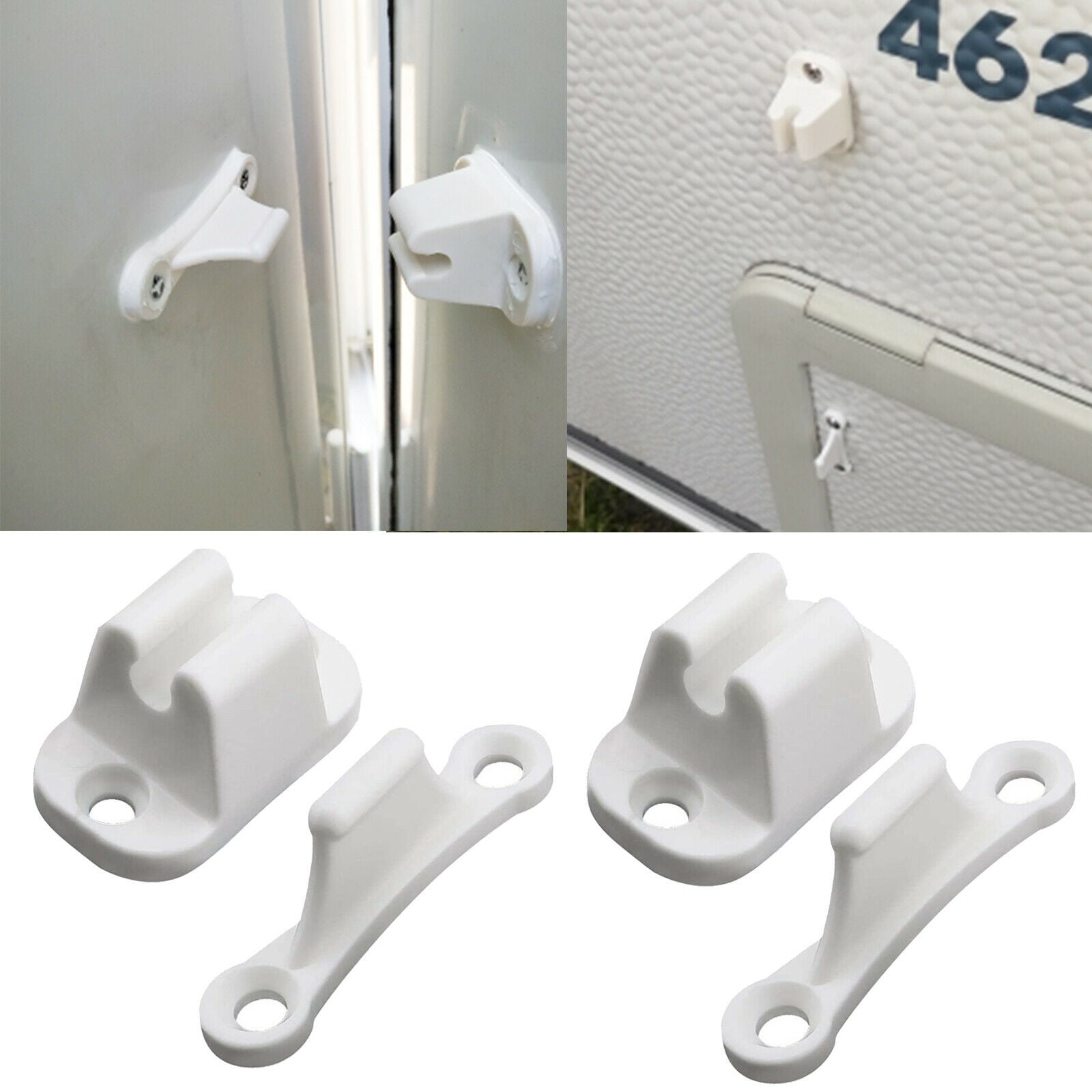 TENCE 2x Plastic Door Catch Nylon White Door Holder For Caravan ...
