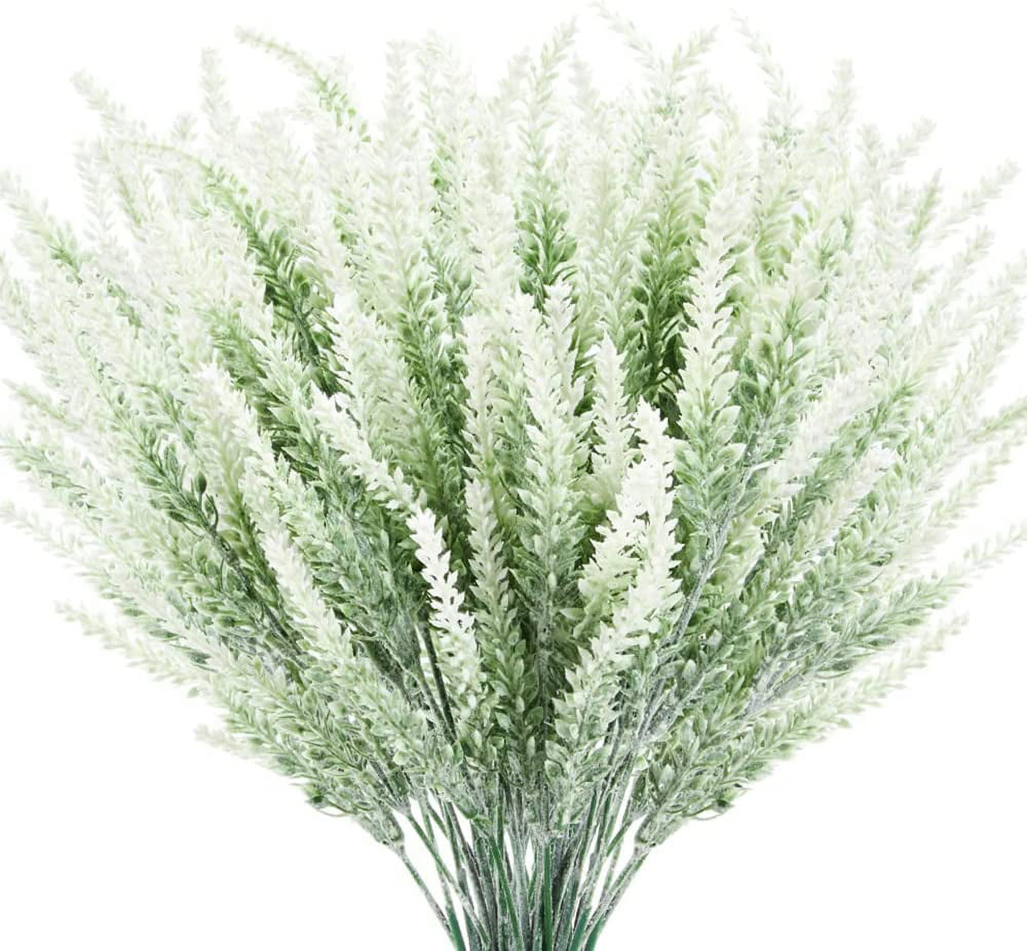 TENCHY Artificial Lavender Fake Flowers, 6 Bundles White Lifelike Faux ...