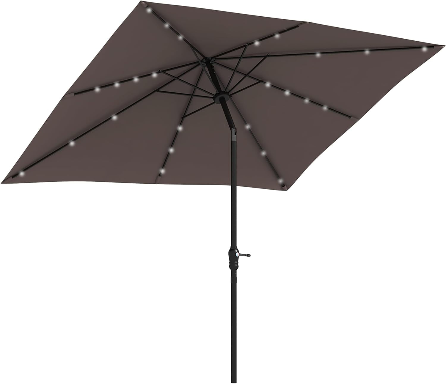 TENDA 9' x 7' Solar Umbrella, LED Lighted Patio Umbrella for Table or ...