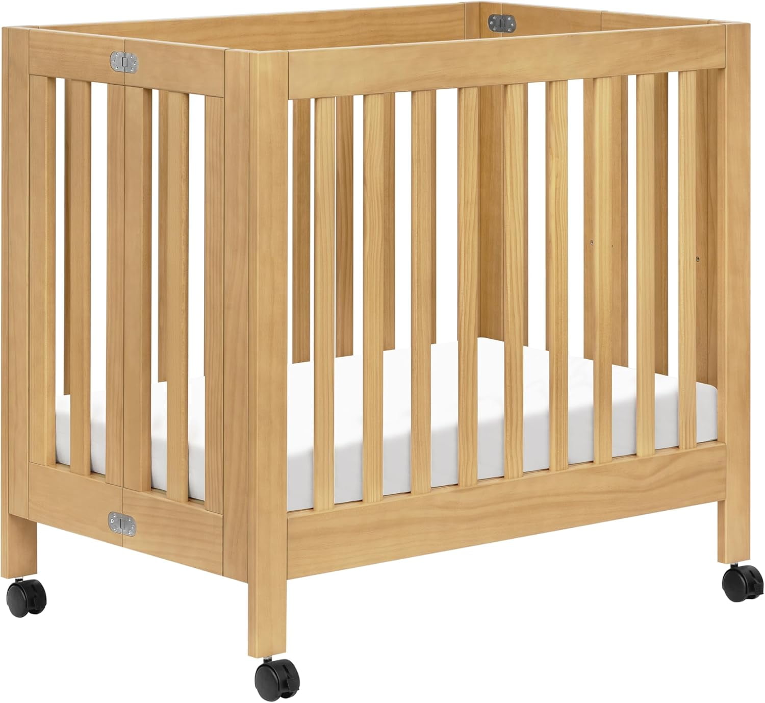 Tenda Origami Mini Portable Crib Folding With Wheels In Washed Natural