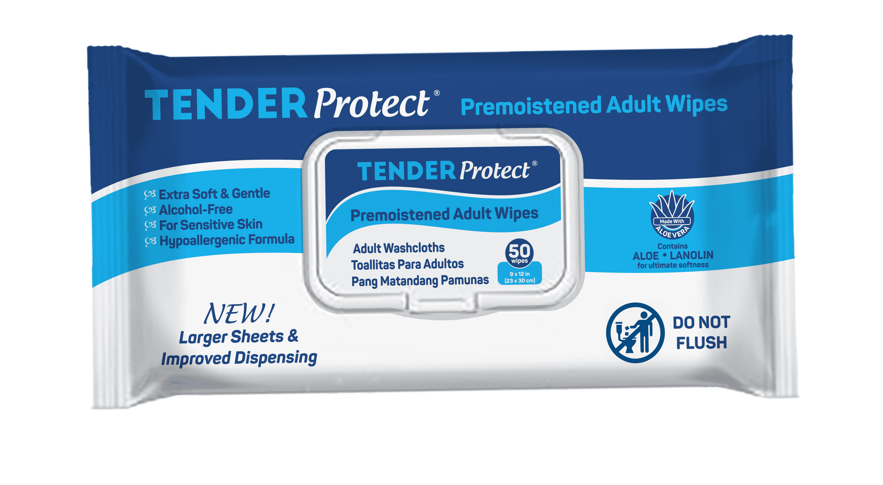 TENDERProtect Disposable Incontinent Bathing Cloths, Adult Wipes with ...