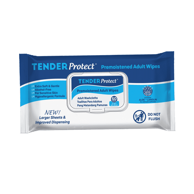 TENDERProtect Disposable Incontinent Bathing Cloths, Adult Wipes with ...
