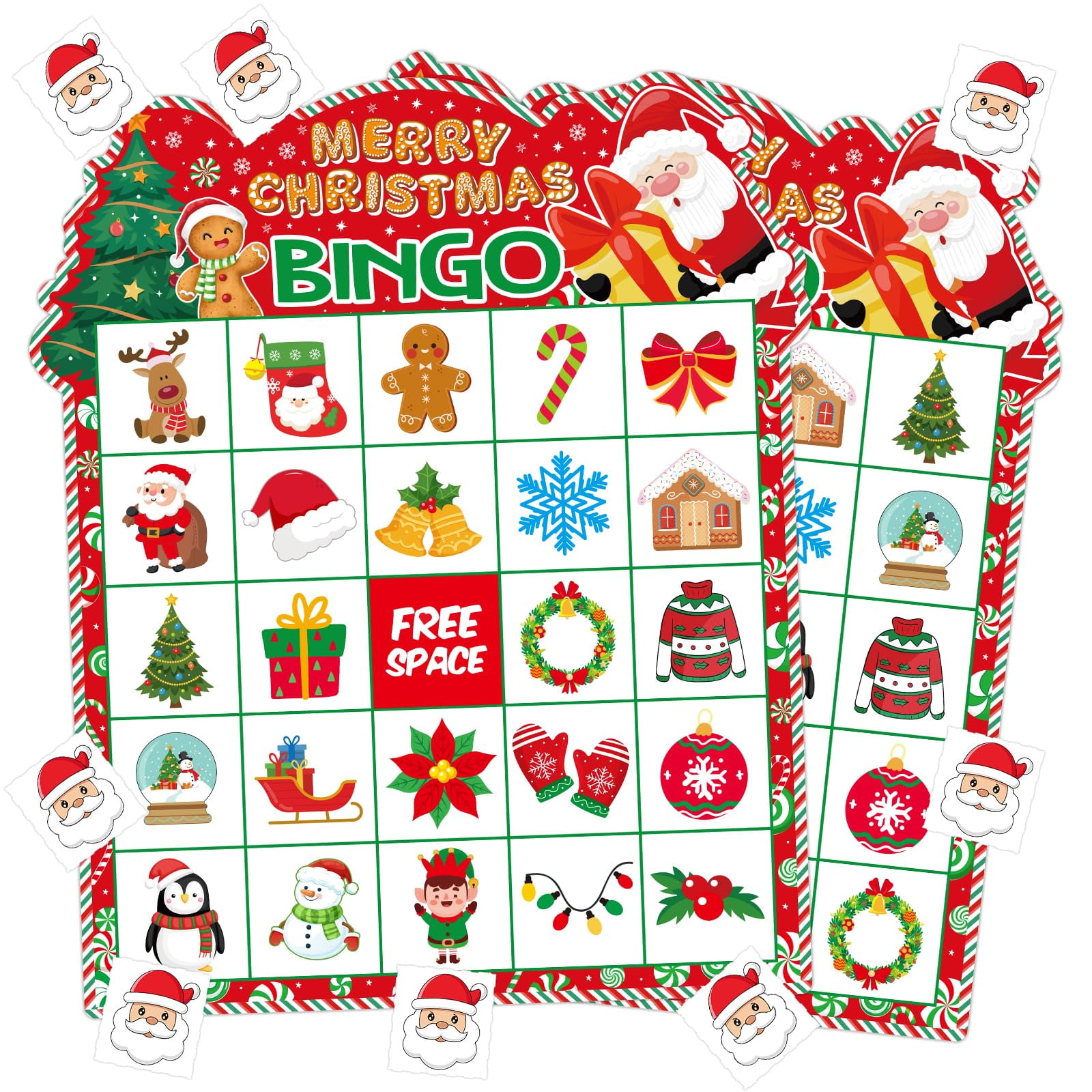 TENDFINE 24 Players Christmas Bingo Cards Christmas Party Bingo Winter ...