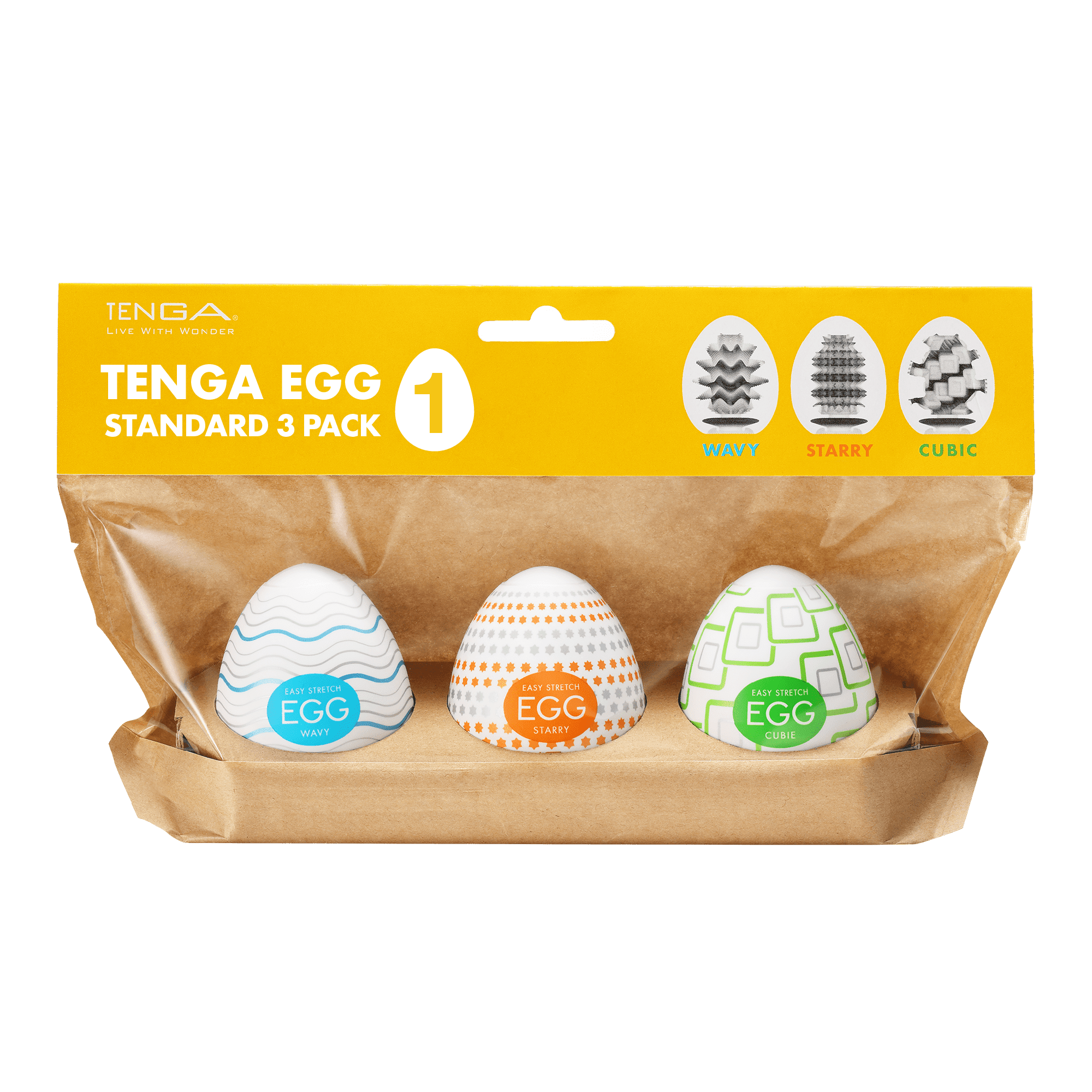TENGA Egg Standard Pack – 3 Count Disposable Male Masturbators (Wavy ...