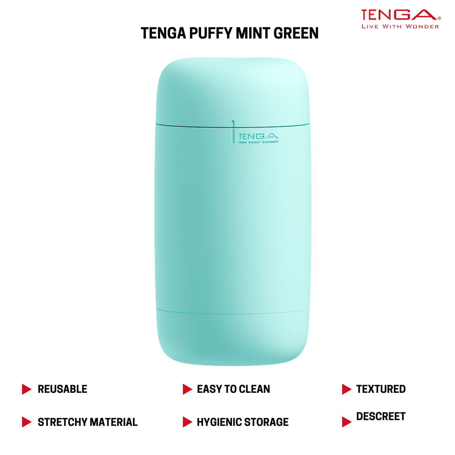 TENGA Puffy Mint Green Reusable Stroker Super-Soft Tactile Feeling ...