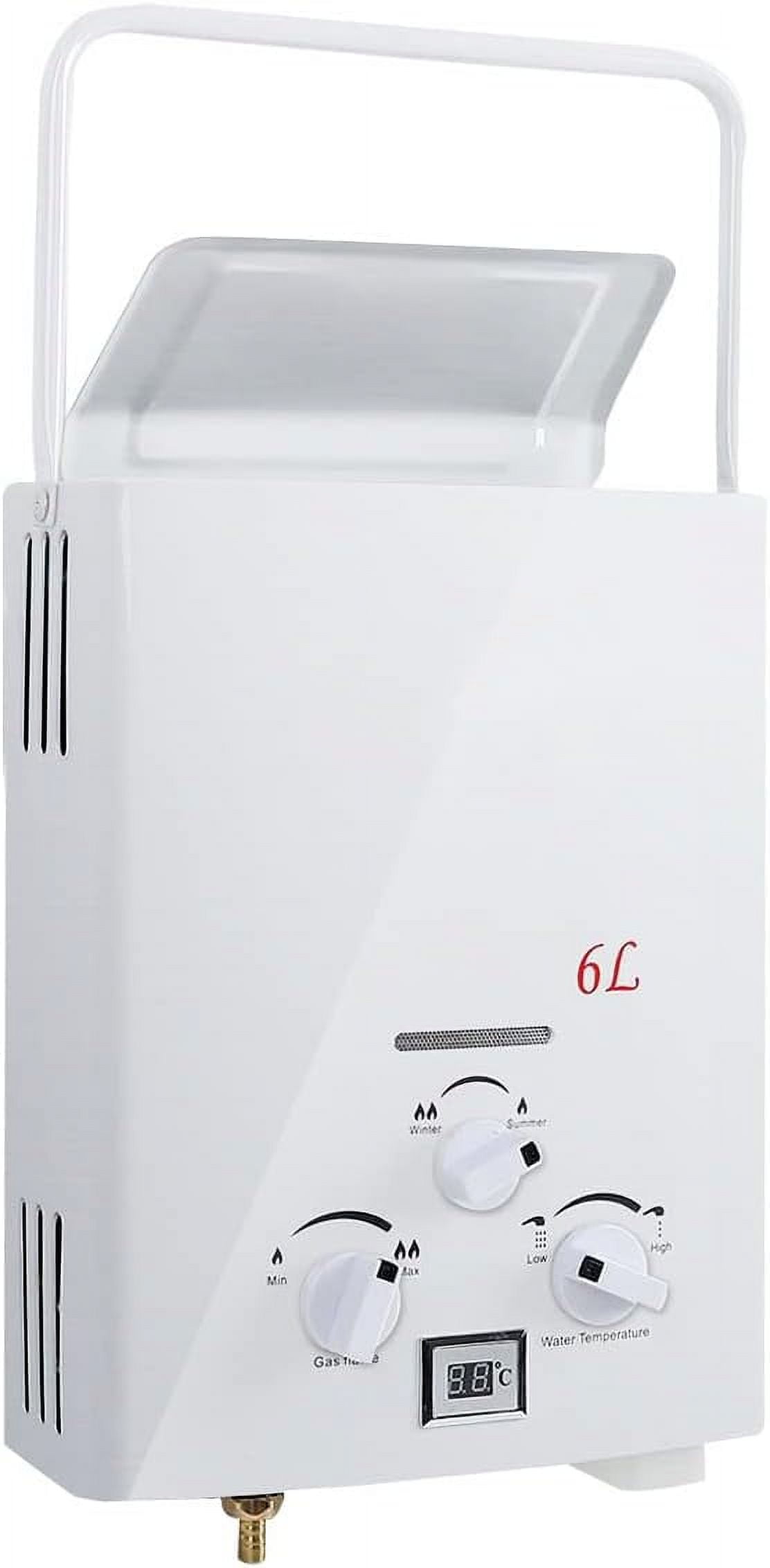 TENGCHANG Portable 6L Propane Hot Water Heater Tankless 1.6 GPM 31000 BTU Gas LPG Outdoor RV ...