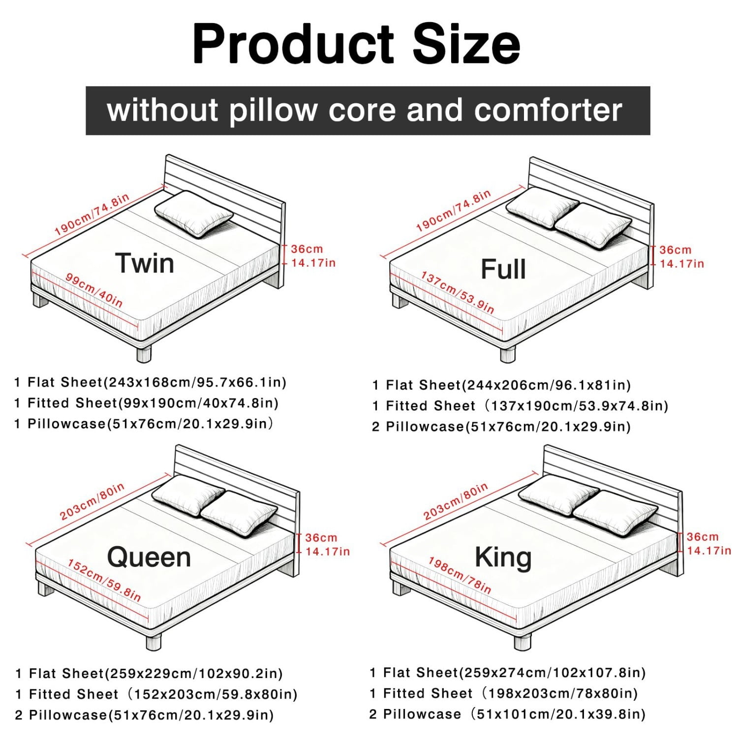 TENGDA 4 Pieces Ultra Soft Solid Color Bedding Sheet Set Machine ...