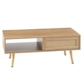 TENGDA Living Room Rattan Coffee Table 41.34 Inch MDF Tabletop Wooden ...