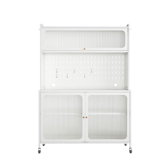 TENGDA Tall Home Storage Pantry Cabinet Glass Door Design with Flexible ...