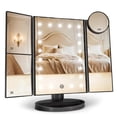 TENGDATrifold Lighted Makeup Mirror Touch Control LED Vanity Mirror 2X ...