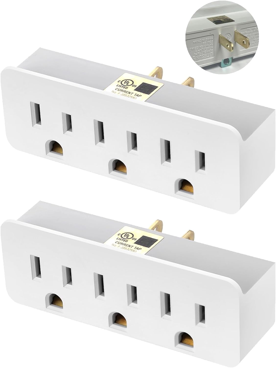 TENINYU Grounded Adapter 3-Prong to 2-Prong Triple Outlet Converter ...