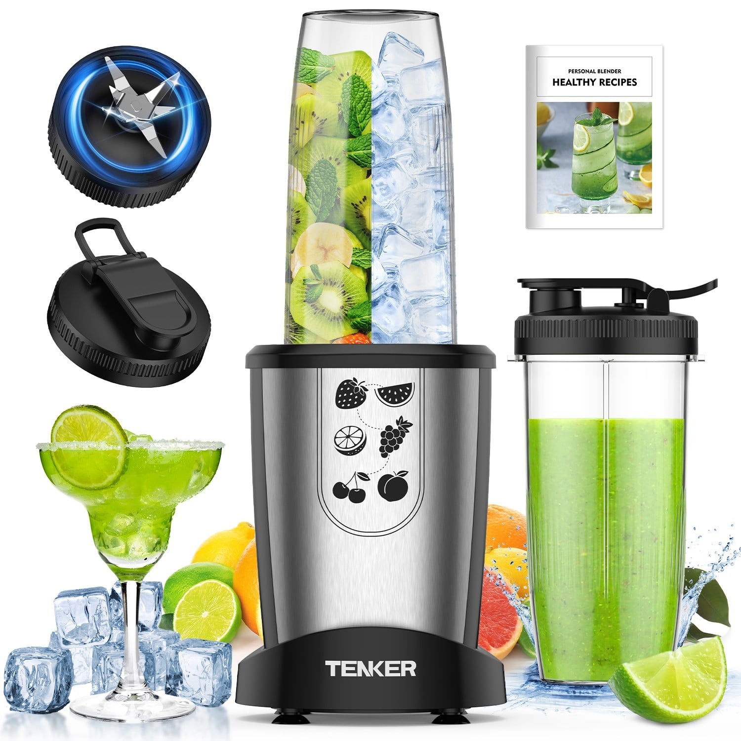 TENKER 1000W Fruit Veg Smoothies Blender Juice Citrus Countertop ...