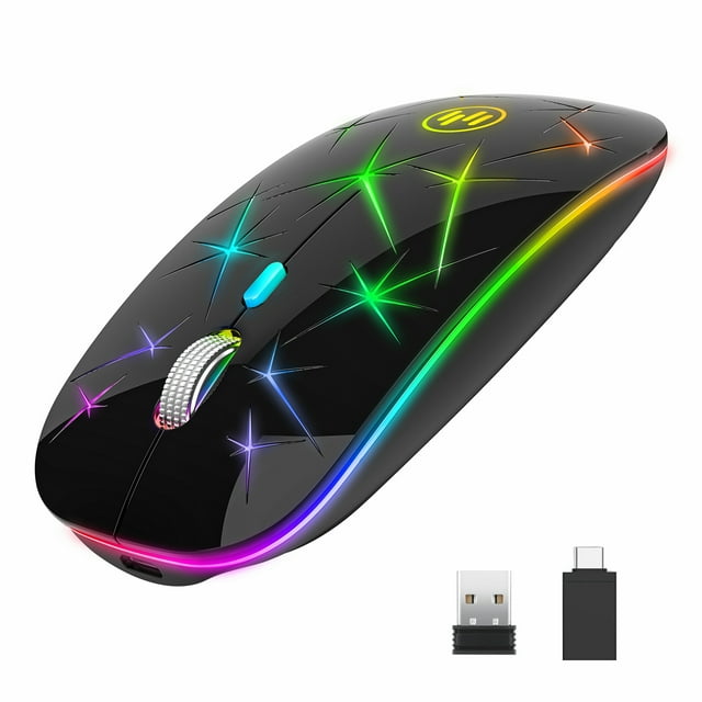 TENMOS Wireless Bluetooth Mouse LED Rechargeable Mouse with USB ...