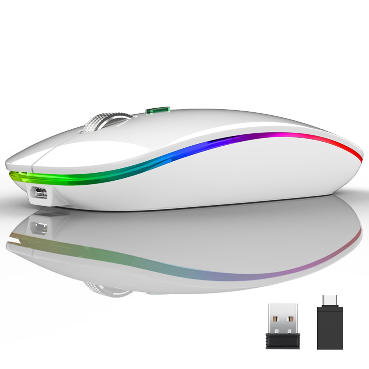 TENMOS Wireless Bluetooth Mouse, Rechargeable Silent Mouse, LED USB Mouse for Laptop - Walmart.com