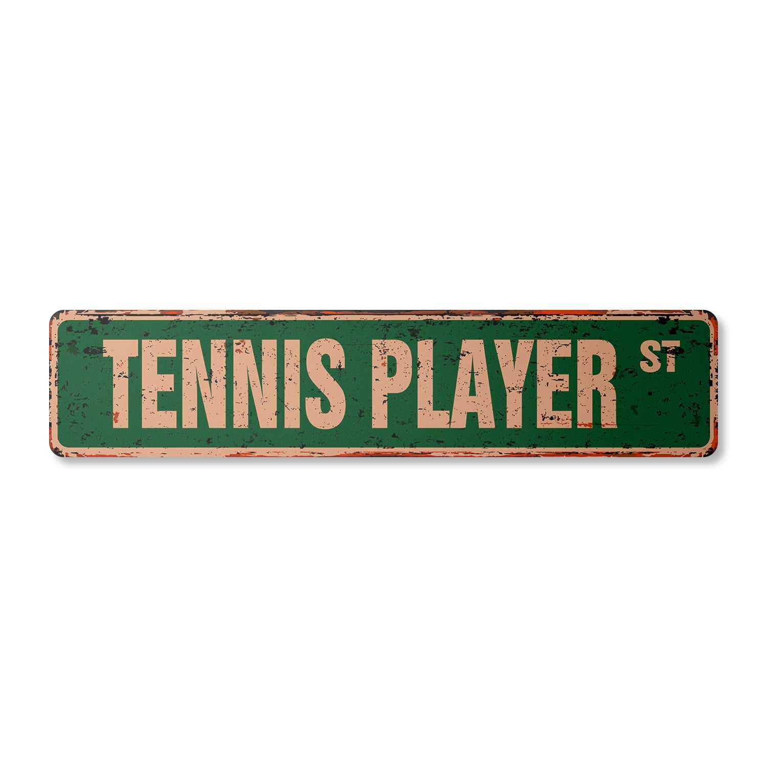 TENNIS PLAYER Vintage Plastic Street Sign sport doubles pro lessons ...