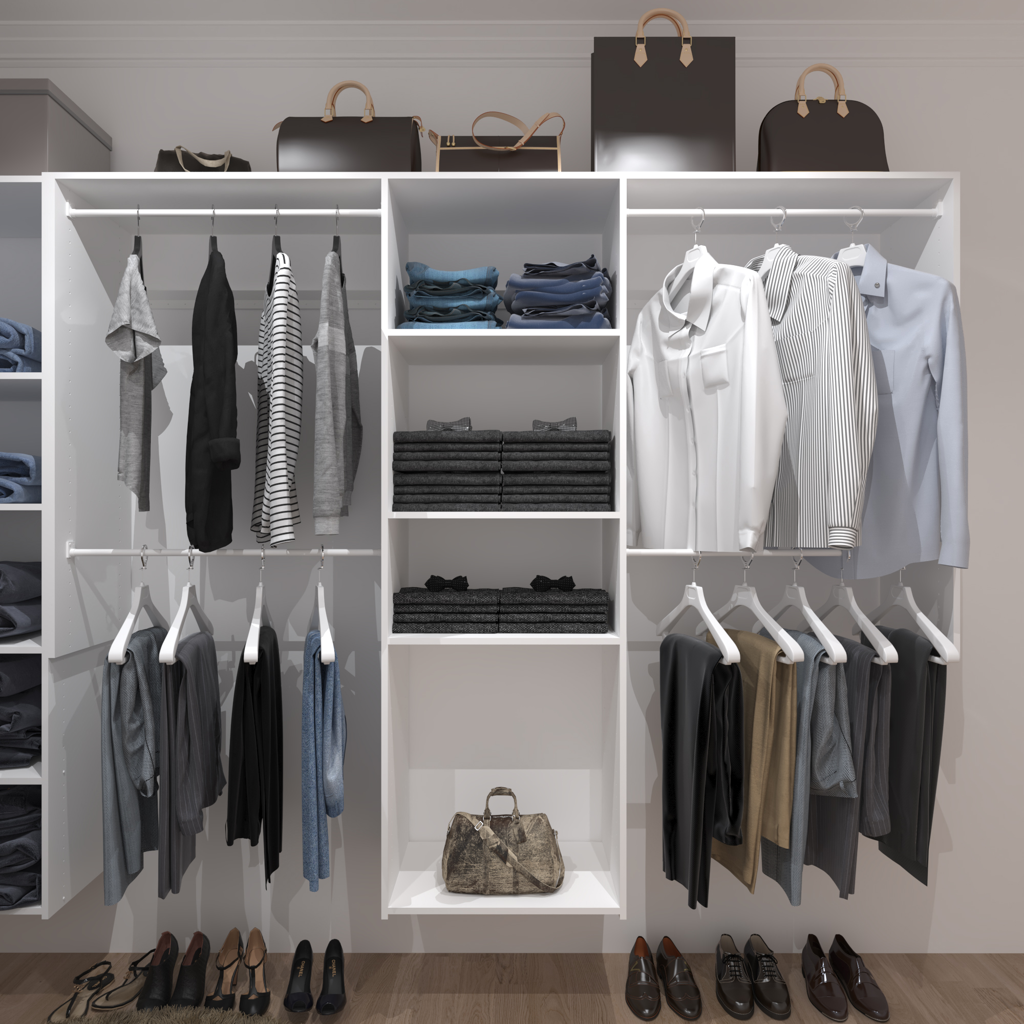 TENONER Wall Mounted Closet System, with Hanging Rod and All Hardware ...