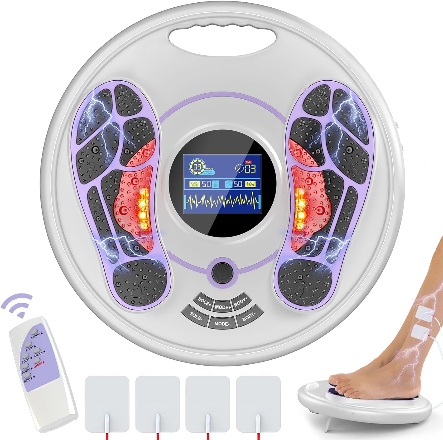 TENS & EMS Foot Massager with Body Pads, Electric Pulse Foot ...