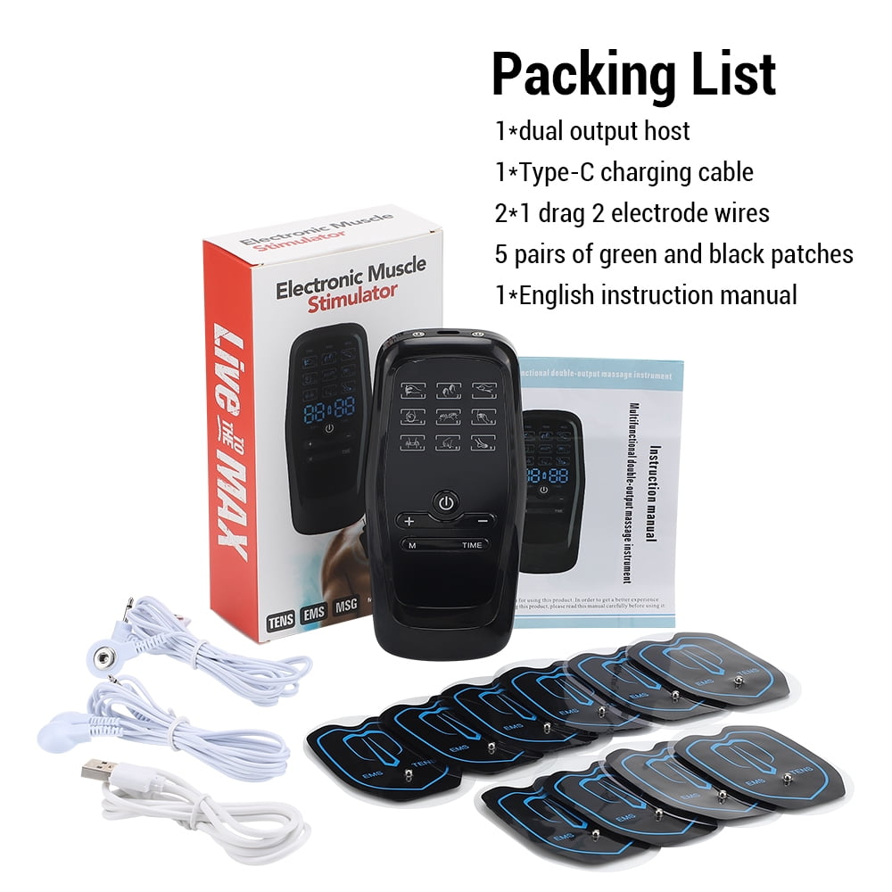 TENS/EMS/MAS Therapy Massage Instrument 9 Modes 30 Gears Dual Pulse ...