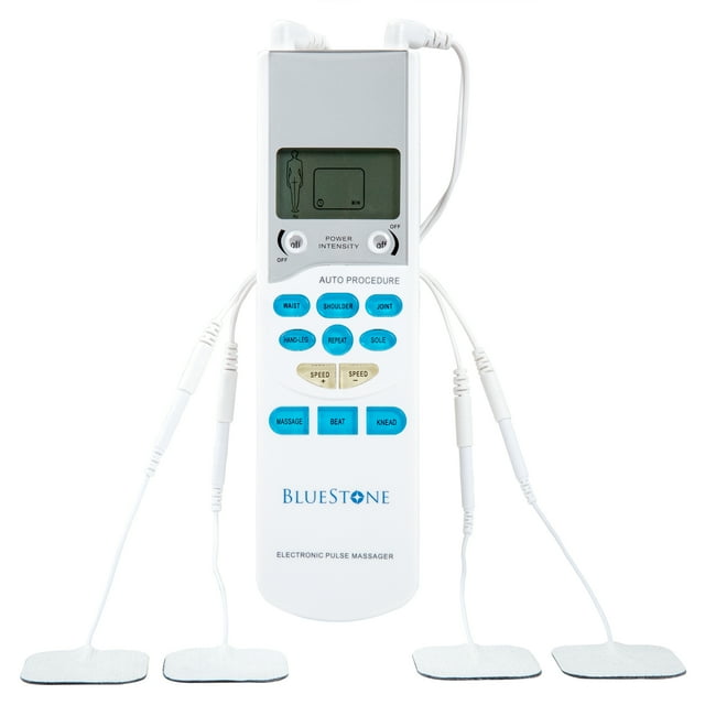 TENS Unit Handheld Electronic Pulse Massager with 8 Pads by Bluestone ...