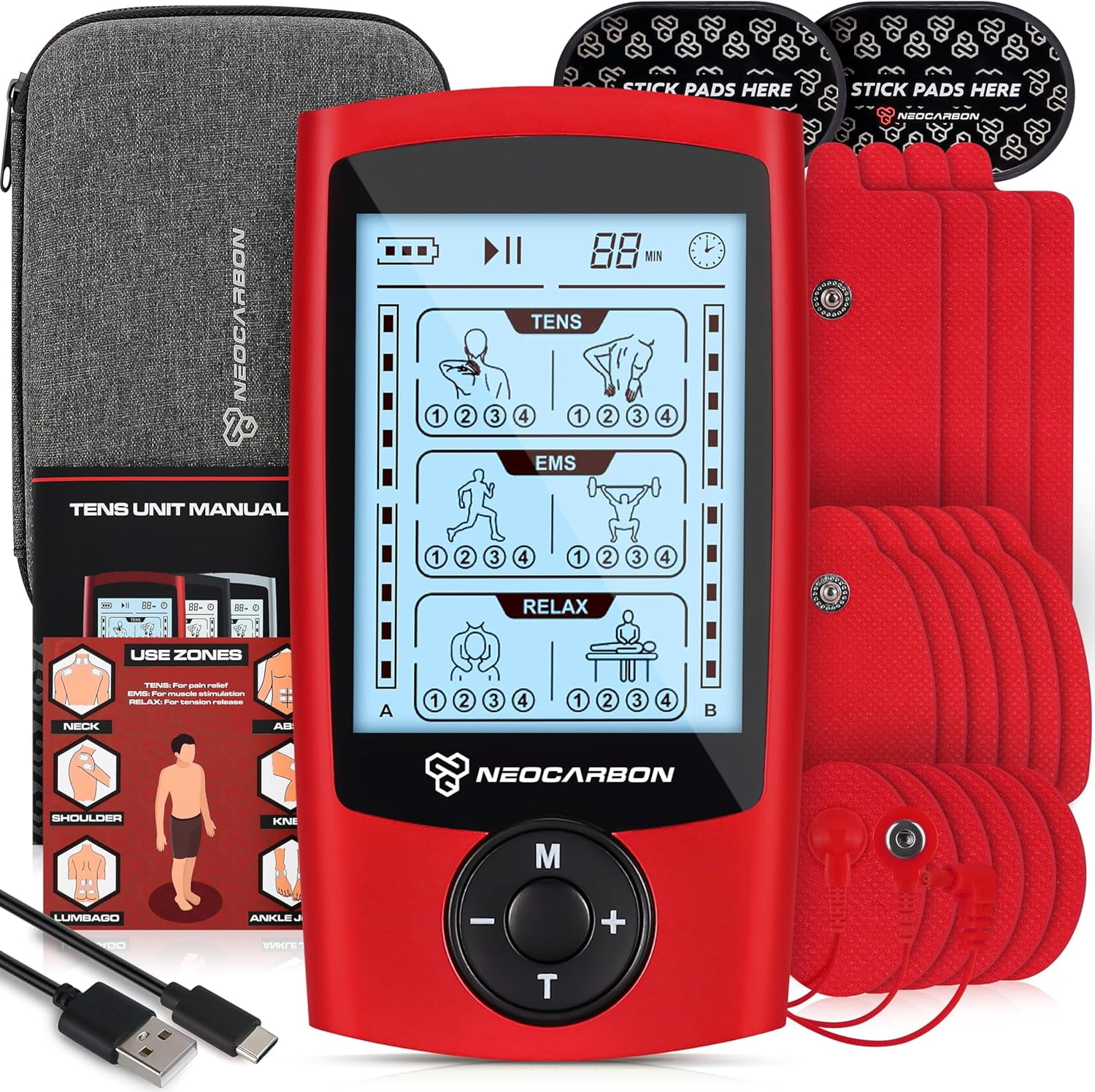 TENS Unit Muscle Stimulator, EMS Massager Machine for Shoulder, Neck ...