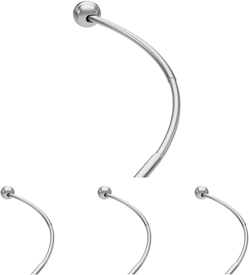 TENSION or Wall Mount Rustproof Curved Stall Shower Curtain Rod for ...