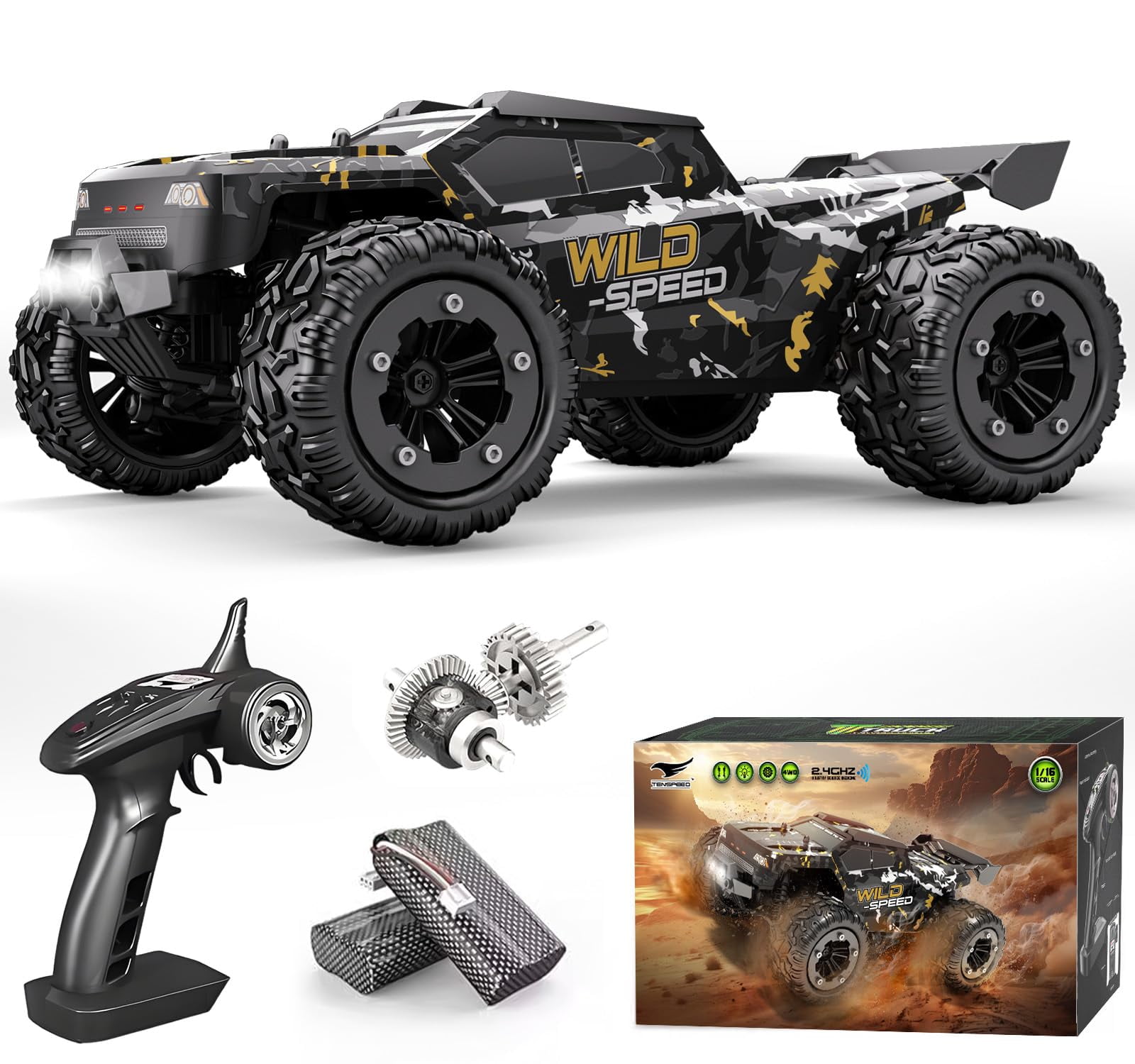 TENSSENX 1/16 All Terrain Fast RC Cars for Adults, 40KPH High Speed 4WD ...