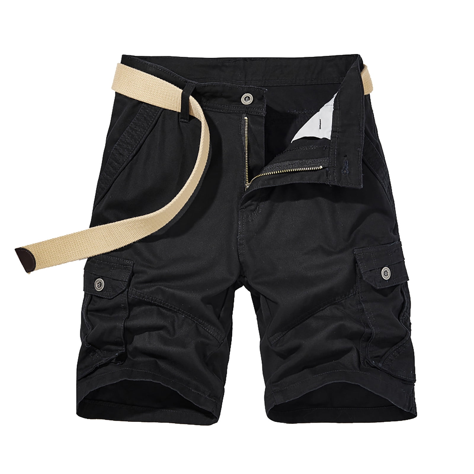 TENSUNNYD Mens Cargo Shorts Casual Breeches Knee Trunks Outdoor Elastic ...