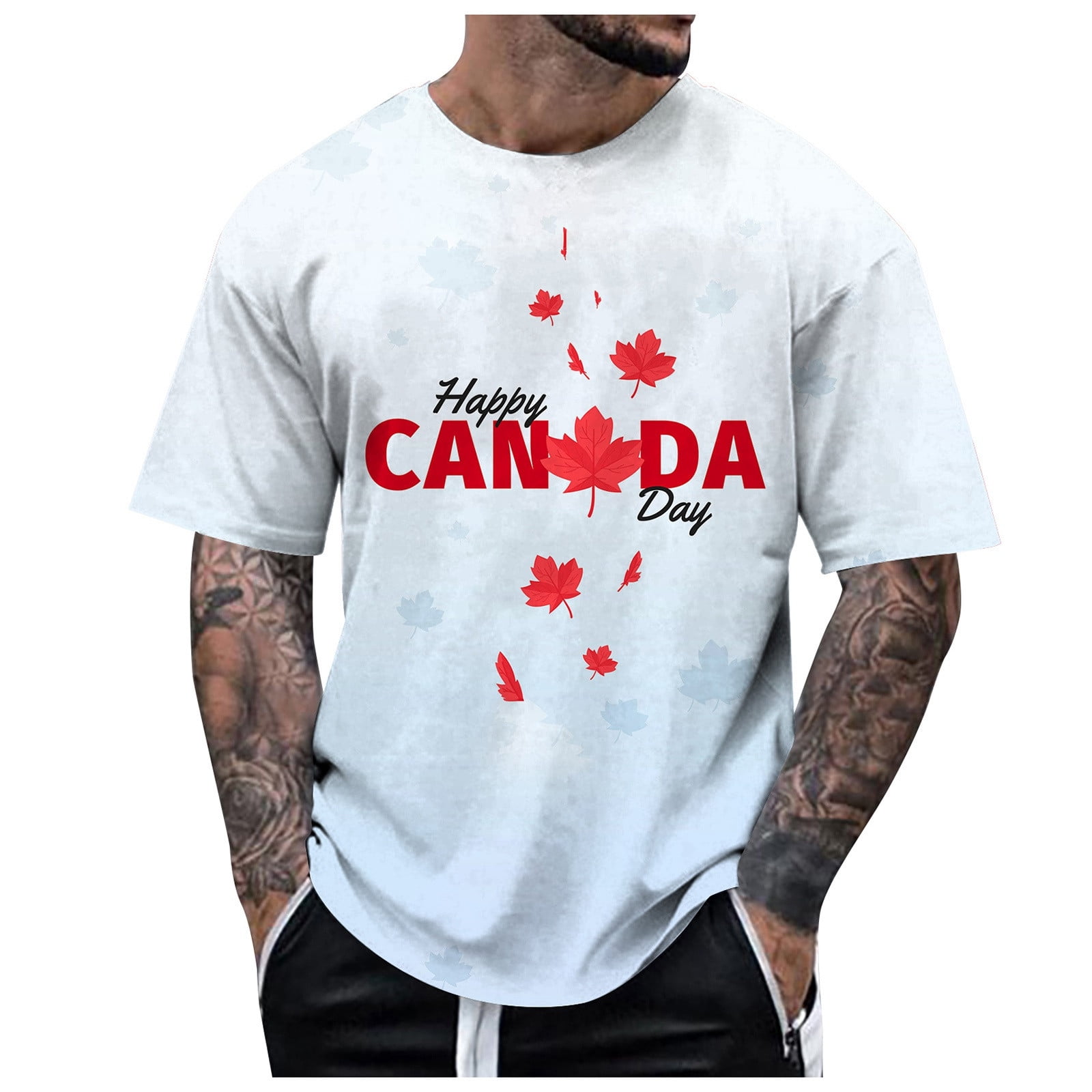 TENSUNNYD Mens T-Shirts Summer Canada Independence Day National Day For ...