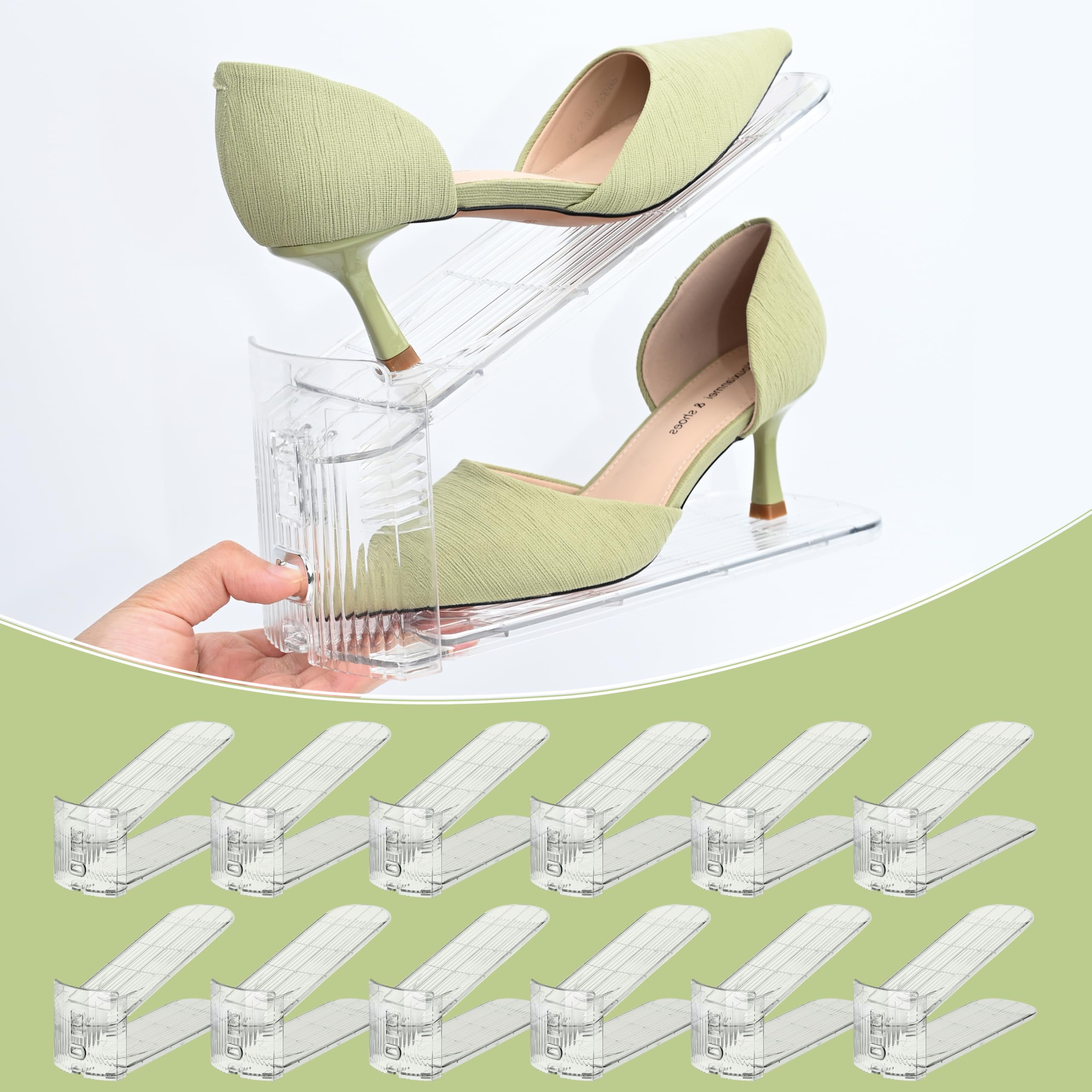 TENTONUP 12-Pack Shoe Slots Organizer for Closet, Adjustable Shoe ...