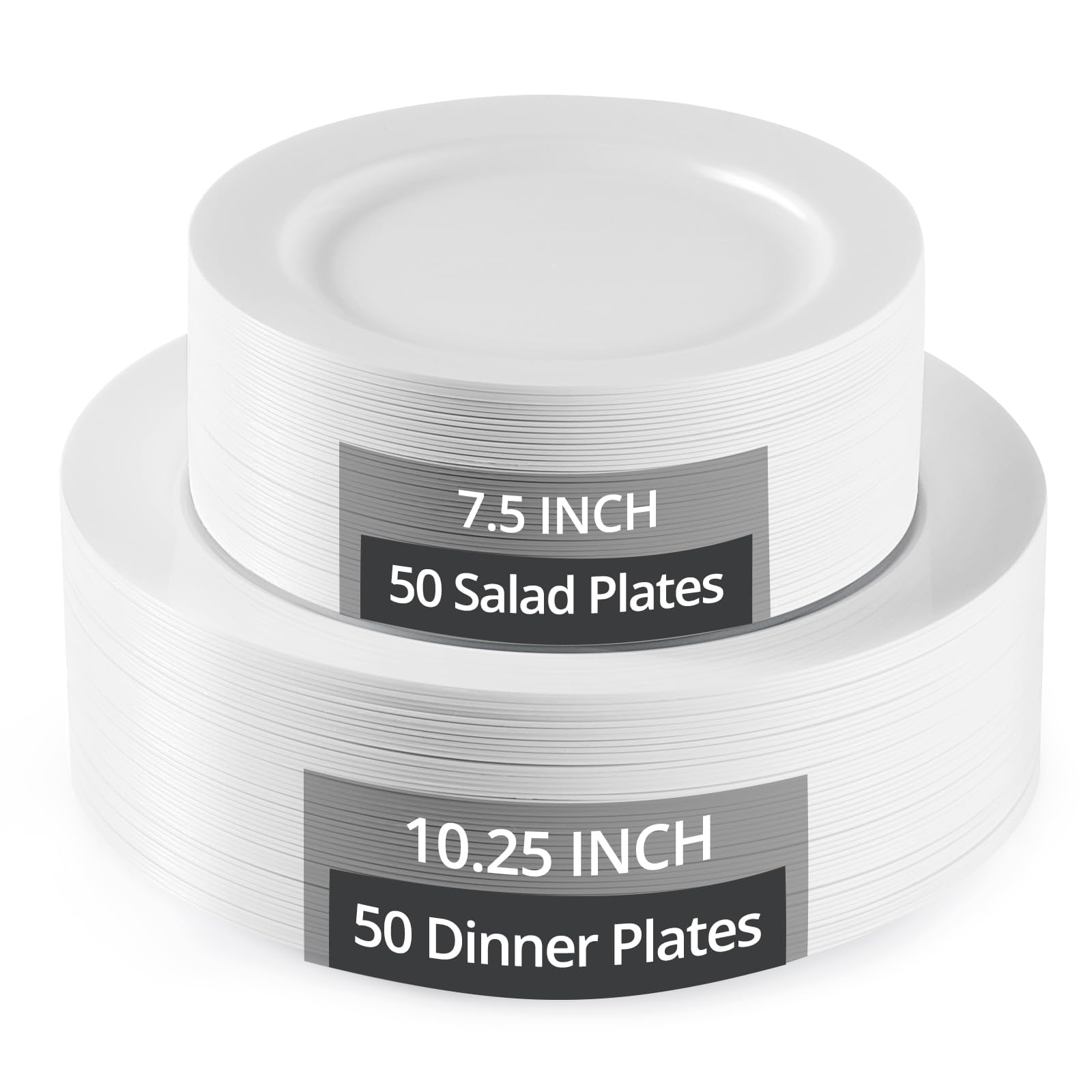 TENYANSEN 100-Pack Premium White Plastic Plates, AFN1Shatterproof ...