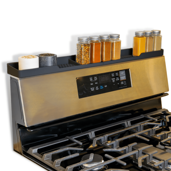 TEO Silicone Magnetic Stovetop Shelf - Black Heat Resistant 30"x 3.5"x1 ...