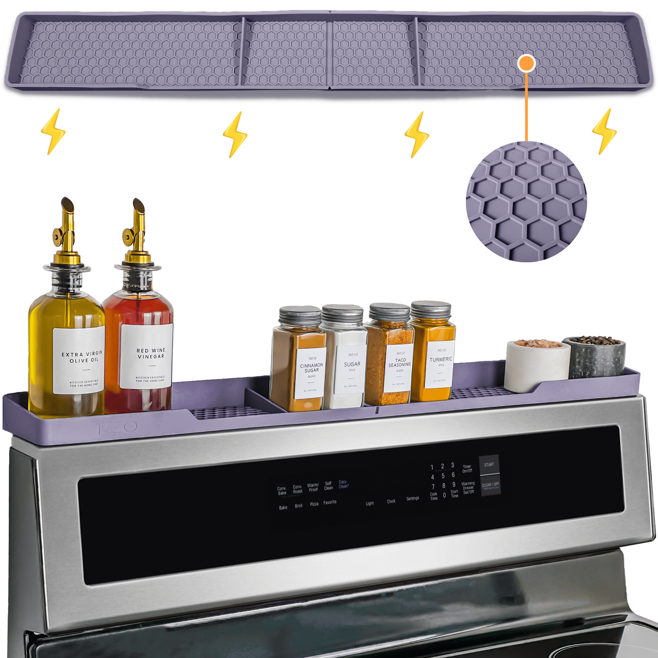 TEO Silicone Magnetic Stovetop Shelf - Lavender Purple Heat Resistant ...
