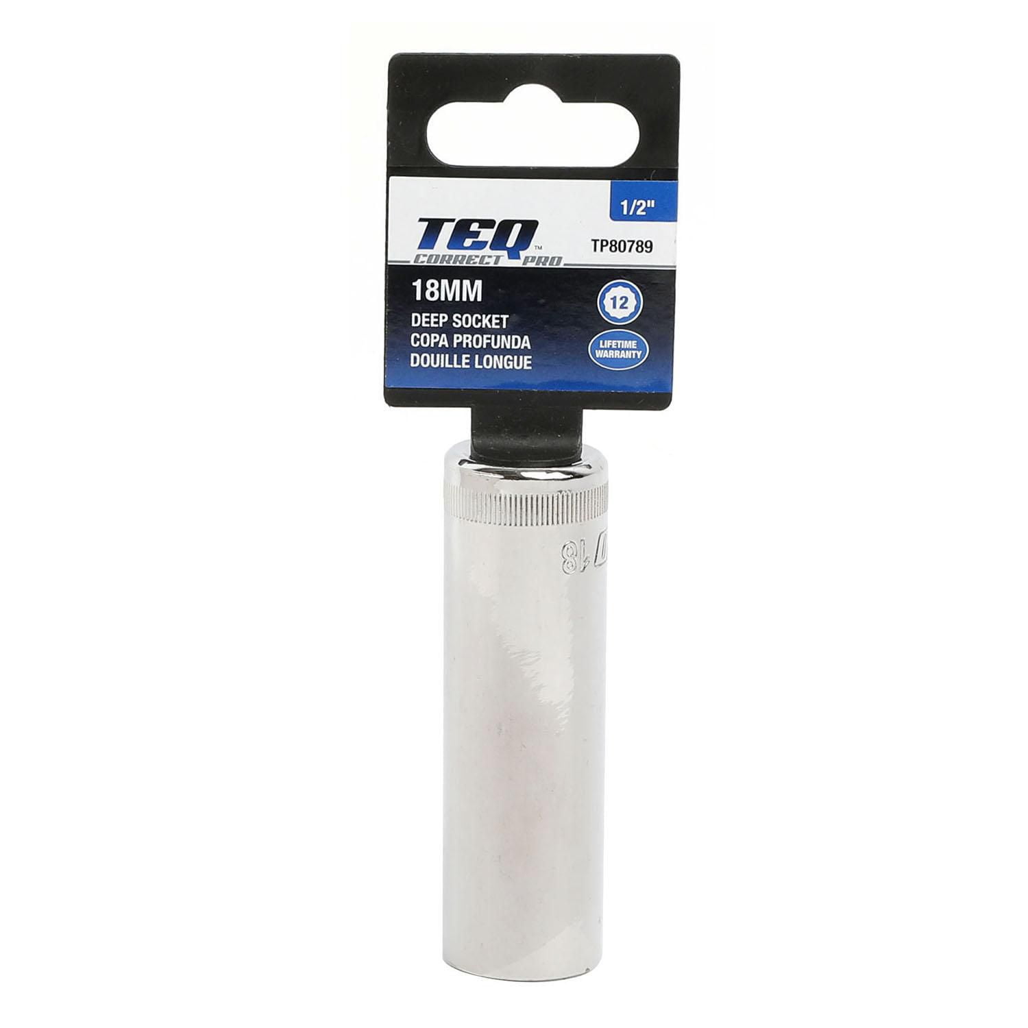 TEQ Correct Professional Socket - 1/2 Drive - Deep - 18MM, 1 each, sold by each - Walmart.com