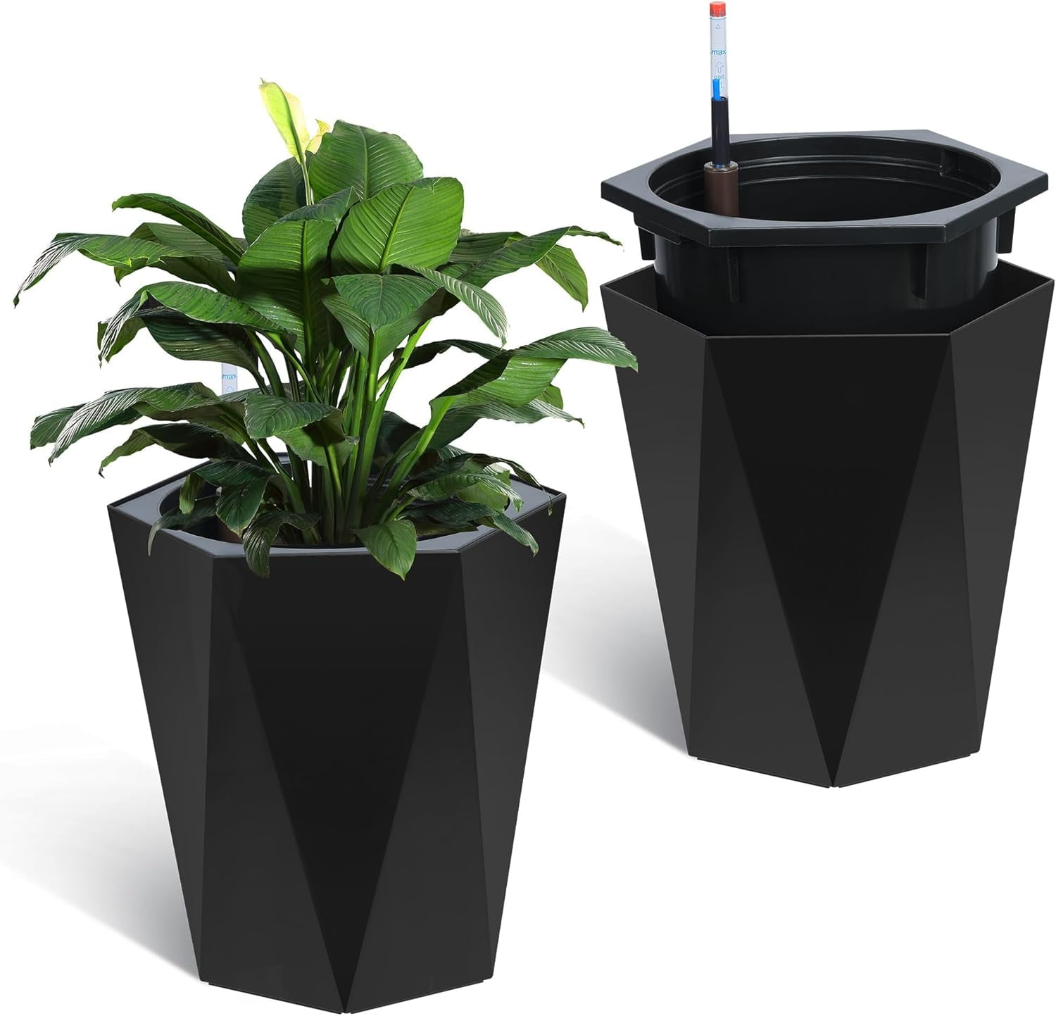 TEQIN 22.5 Inch Tall Planters Set of 2, Self Watering Pots,Large Flower ...