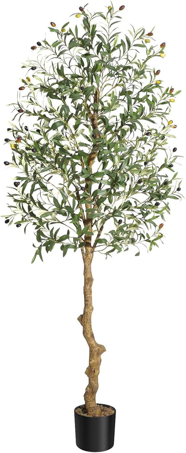 TEQIN Artificial Olive Trees With Fruits,Tall Fake Olive Trees for Indoor, Fake GreenTree, Large ...