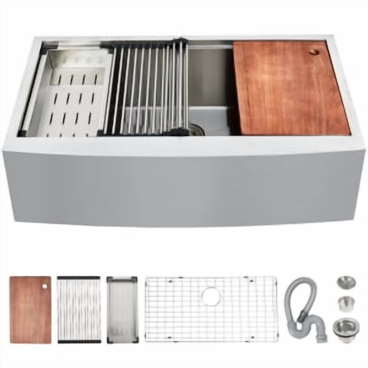 TEQIN Farmhouse Kitchen Sink,Stainless Steel Drop-In Sinks, Top Mount ...
