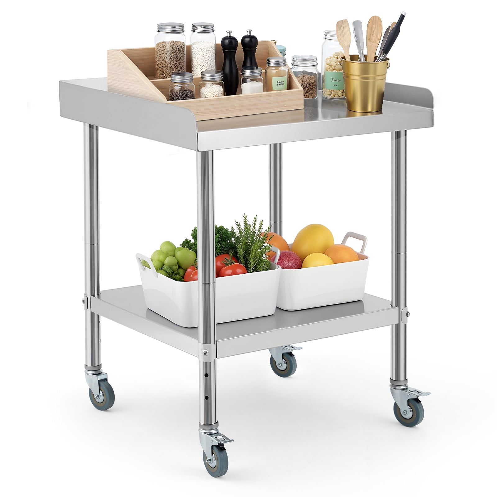 TEQIN Kitchen Prep Table,Stainless Steel NSF Commercial Work Table,400 ...