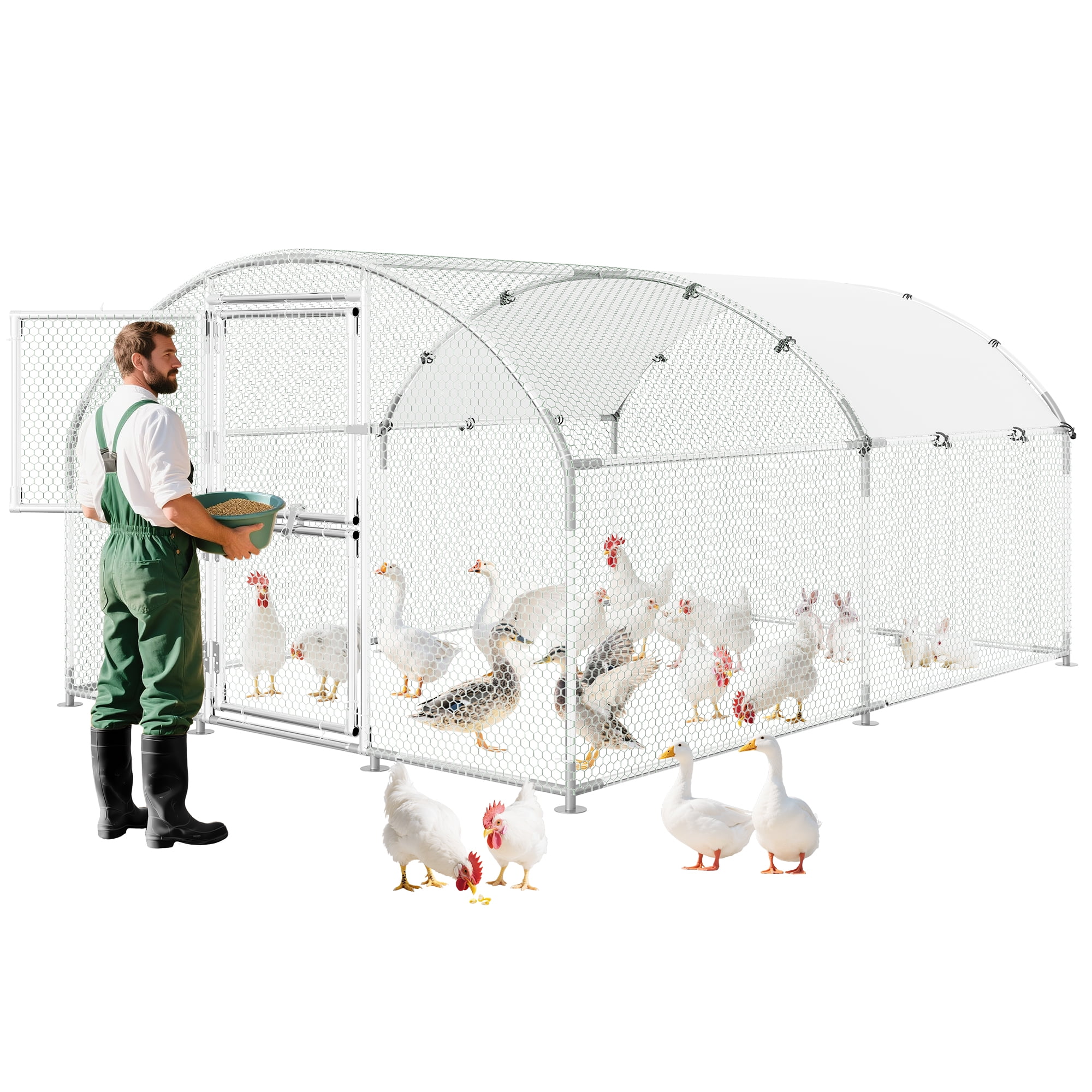 TEQIN Large Metal Chicken Coop,Chicken Run Upgraded with Hardware,Walk ...