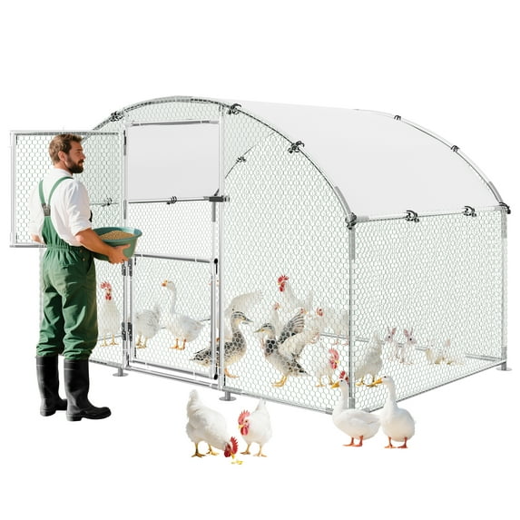 TEQIN Large Metal Chicken Coop,Chicken Run Upgraded with Hardware,Walk ...