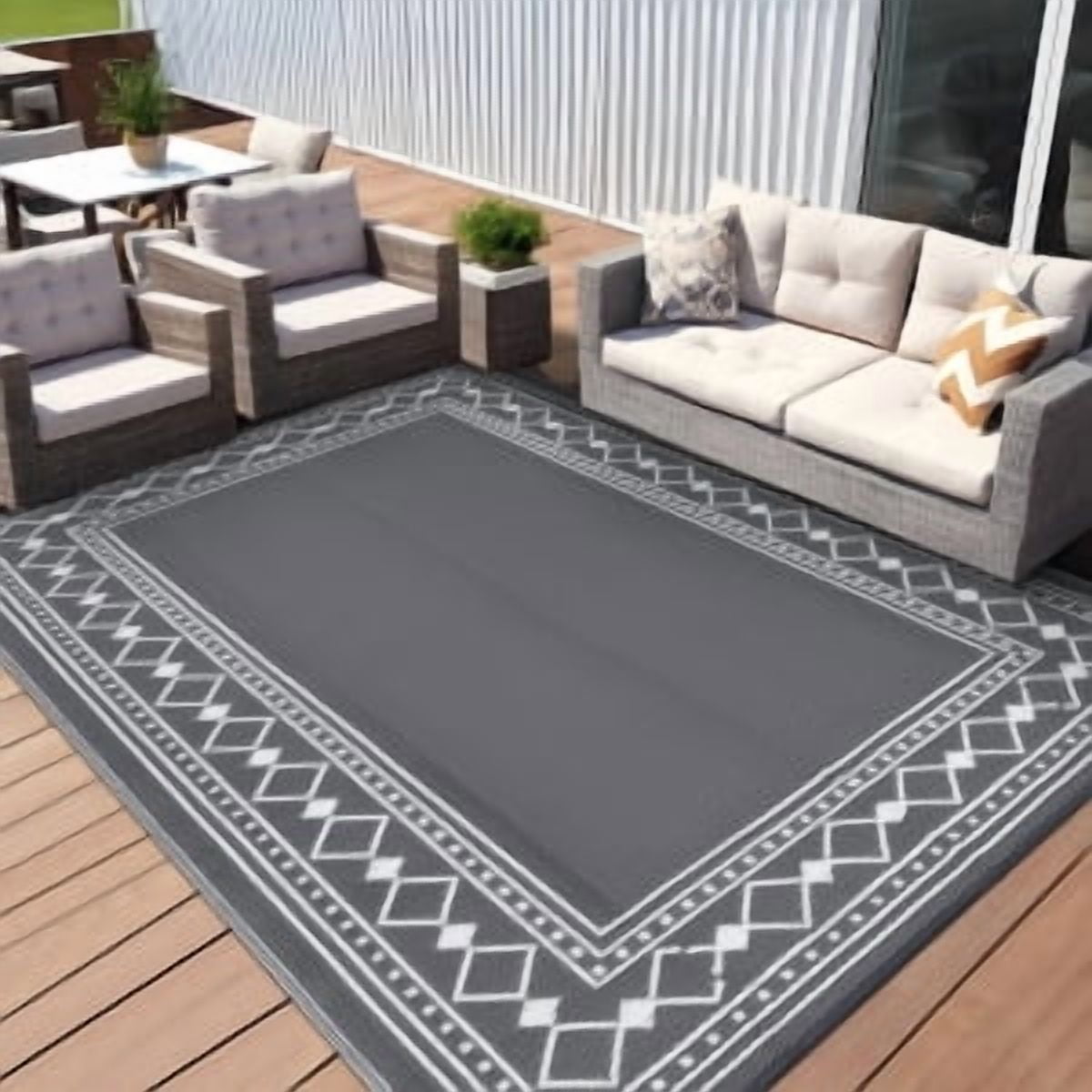 TEQIN Outdoor Rug Waterproof,Washable Balcony Mat,Reversible Outdoor ...